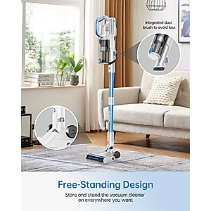 FABULETTA Cordless Vacuum Cleaner for Home, Up to 45 Min Runtime 6 in 1 Stick Vacuum Cleaner with Detachable Battery, Super Lightweight, Great for Pet Hair & Carpet & Hard Floor,White