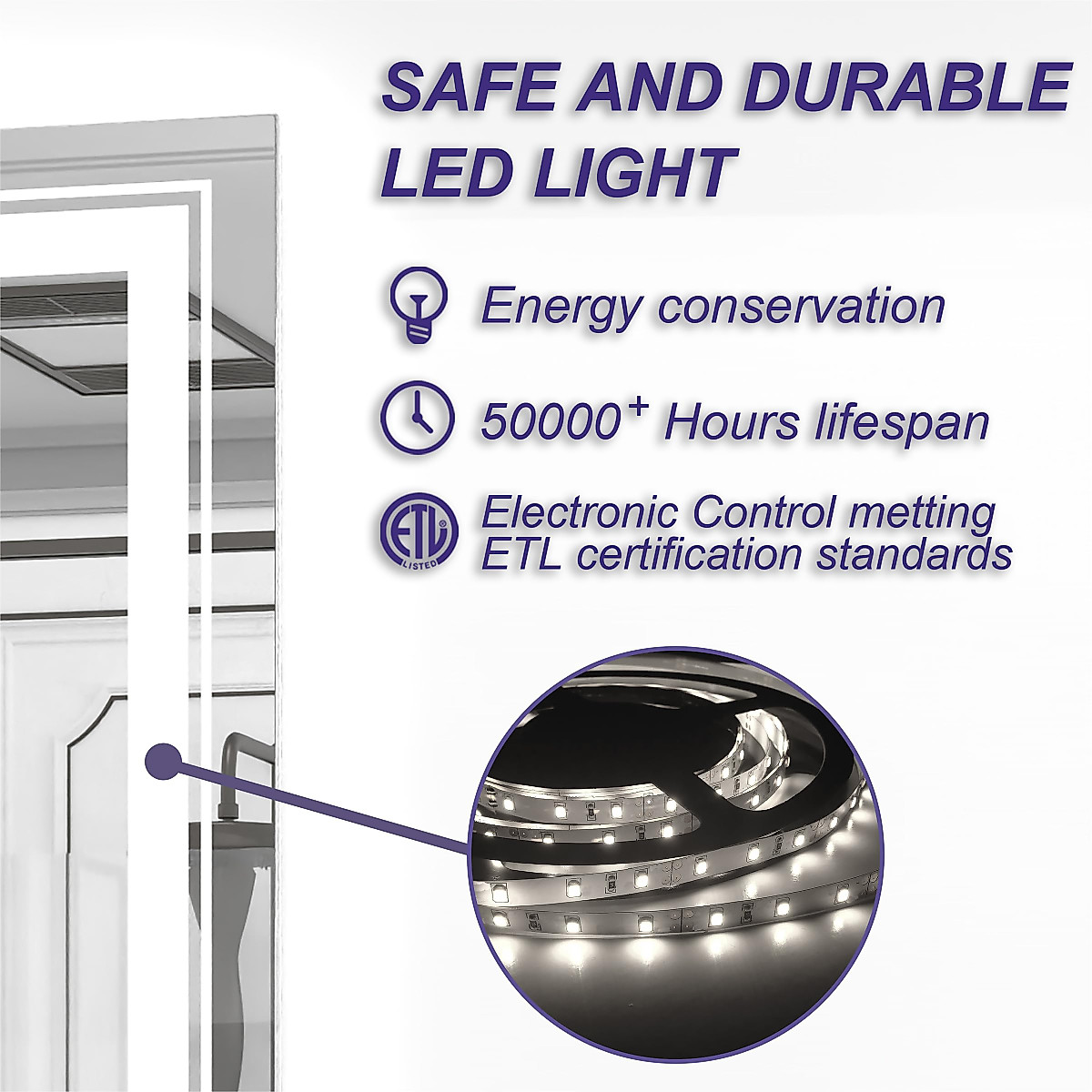 JSneijder 2-Piece(Frameless+Framed) LED Bathroom Mirror, 40x32 Inch, Wall Mounted Dimmable Anti Fog Lighted Vanity Mirror for Bedroom