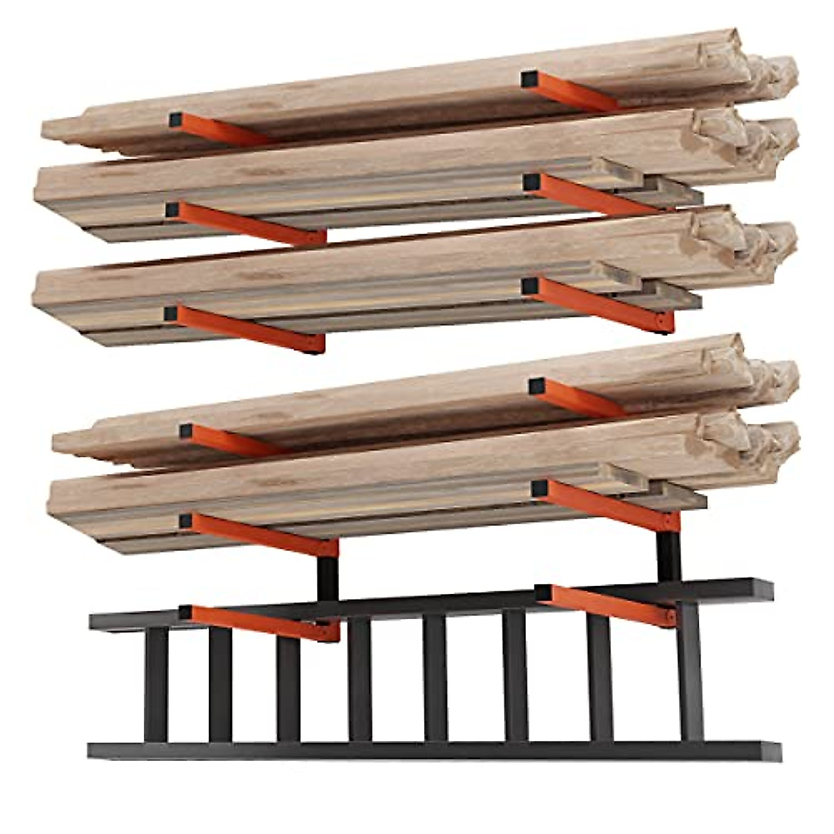 TORACK Lumber Storage Metal Rack, Wood Rack Organizer, 3-Level Wall Mount, Wood Storage System, Durable Sheet Screws, Workshop Rack(2PCAK)