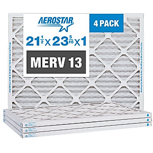 Aerostar 21 1/2x23 5/16x1 MERV 13 Pleated Air Filter, AC Furnace Air Filter, 4 Pack (Actual Size: 21 1/2" x 23 5/16" x 3/4")