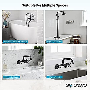 gotonovo Oil Rubbed Bronze Wall Mount 3-3/8 Inch Adapter Claw Foot Bathtub Faucet Adjustable Swing Arms 1 Pair