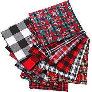Tatuo 12 Pieces Christmas Fat Fabric Bundles Buffalo Plaid Fat Quarters Cotton Fabric Square Bundles 19.5 x 15.7 Inch Charm Yarn-Dyed Checked Quilting Fabric for DIY Crafting Sewing (Sweet Style)