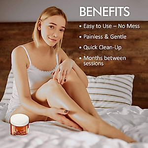 MOOM Organic Sugar Waxing Kit with Lavender & Chamomile - Natural Sugar Hair Removal Glaze with 18 Hair Wax Strips & 4 Applicator Sticks for Face & Body 6 oz.1 Pack