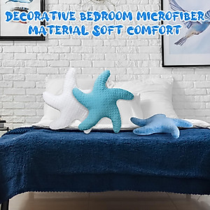 Fumete Starfish Plush Toy Pillow, 3 Pack, 20'' Stuffed Animal, Cute Coastal Decor for Kid Bedroom, Living Room, Sofa Couch (White, Green, Blue)