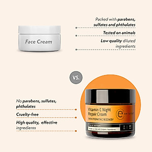 Eve Hansen Vitamin C Night Cream 2 oz - Anti Aging Face & Neck Cream with Vitamin E - Natural Face Moisturizer for Acne Scar Removal, Dark Circles, Filling Wrinkles