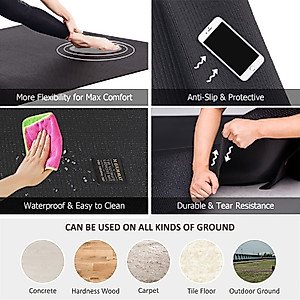 Gxmmat Large Yoga Mat 72"x 48"(6'x4') x 7mm for Pilates Stretching Home Gym Workout, Extra Thick Non Slip Anti-Tear Exercise Mat, Use Without Shoes Black Real