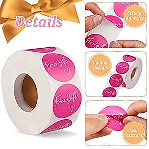 1000 Pieces 1.5 Inch Customer Appreciation Stickers Small Business Sticker Roll Round Self Adhesive Stickers Labels for Packing Mailing Envelopes Postcards (Rose Red Background)