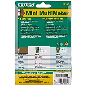 Extech - 645618 MN35 Digital Mini MultiMeter,Black