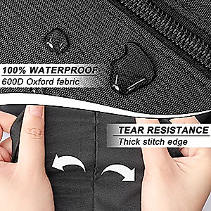 GARDRIT Patio Umbrella Cover, Waterproof 600D Oxford Fabric Umbrella Covers with Smooth Long Zipper and Telescopic Rod, Fits Outdoor Market Umbrellas 7ft to 11ft, Black