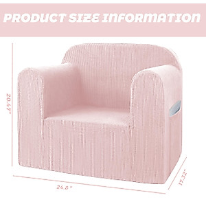 Gurxien Toddler Corduroy Couch Thick Foam Bean Bag Chair Snuggle-Soft Armchair Kids Soft Cuddly Reading Fuzzy Baby Chair Suit for 1-6 T Light Pink