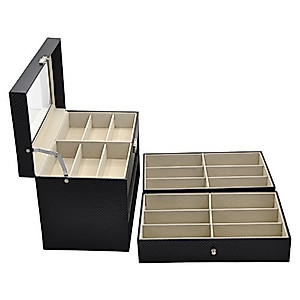 ADTL 3 Layer 18 Slots Eyeglass Sunglass Storage Box Display Glasses Textured Pattern