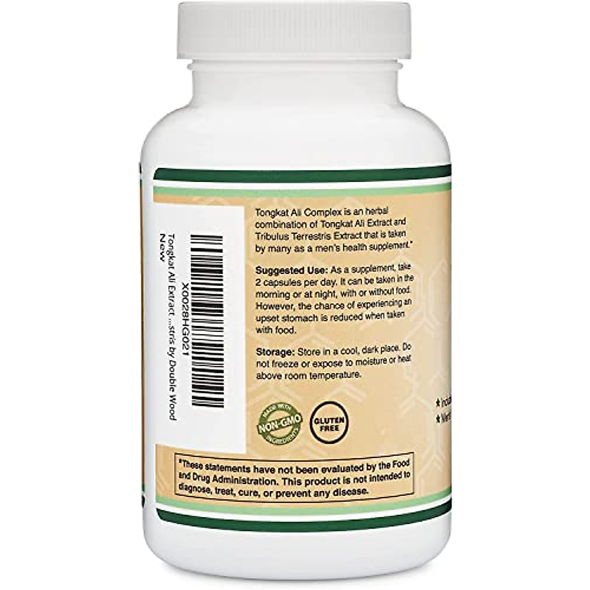 Tongkat Ali Extract 200 to 1 for Men (Longjack) Eurycoma Longifolia, 1020mg per Serving, 120 Capsules - Men's Health Support with 20mg Tribulus Terrestris (Third Party Tested) by Double Wood
