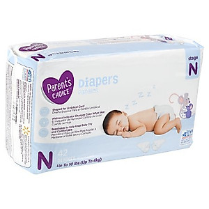 Parent's Choice 42 Count Diapers, Stage New Born, 7 Pack