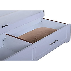Mega Solutions Emurphybed Daily Delight Murphy Cabinet Chest Bed with Charging Station 8 Inch, Queen (White)