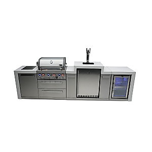 Mont Alpi MAi400-DKEGFC 32-Inch Deluxe 4-Burner 78000 BTU Deluxe Stainless Steel Island Outdoor Kitchen Gas Barbecue Grill w/Wine Cooler Beverage Center Refrigerator & 3 Beer Tap Kegerator Dispenser