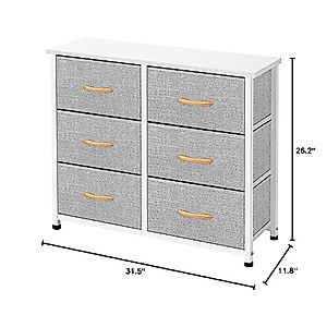 AZL1 Life Concept 6 Drawers Fabric, Tower Dresser for Bedroom, Hallway, Nursery, Entryway, Closets, Sturdy Metal Frame, Wood Tabletop, Easy Pull Handle, Light Grey