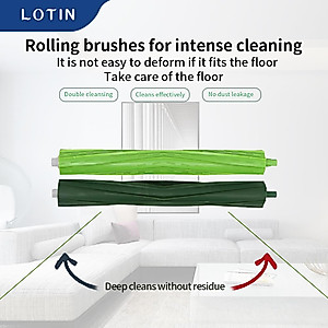 LOTIN Replacement Parts Kit Compatible with Roomba s9(9150),s9+(9550), Series Vacuum Cleaner.Pack of 2 Set of Multi-Surface Rubber Brushes,8 Side Brushes,8 Filters,10 Dust Bags,2 Tools …