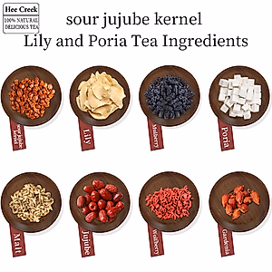 Hee Creek Sour Jujube Kernel Lily and Poria cocos Tea,10.58oz(60 Bags) Sleep Tea, Perfect for Easing into a Soothing Sleep, Poria Cocos, Mulberry，酸枣仁百合茯苓茶 晚安茶