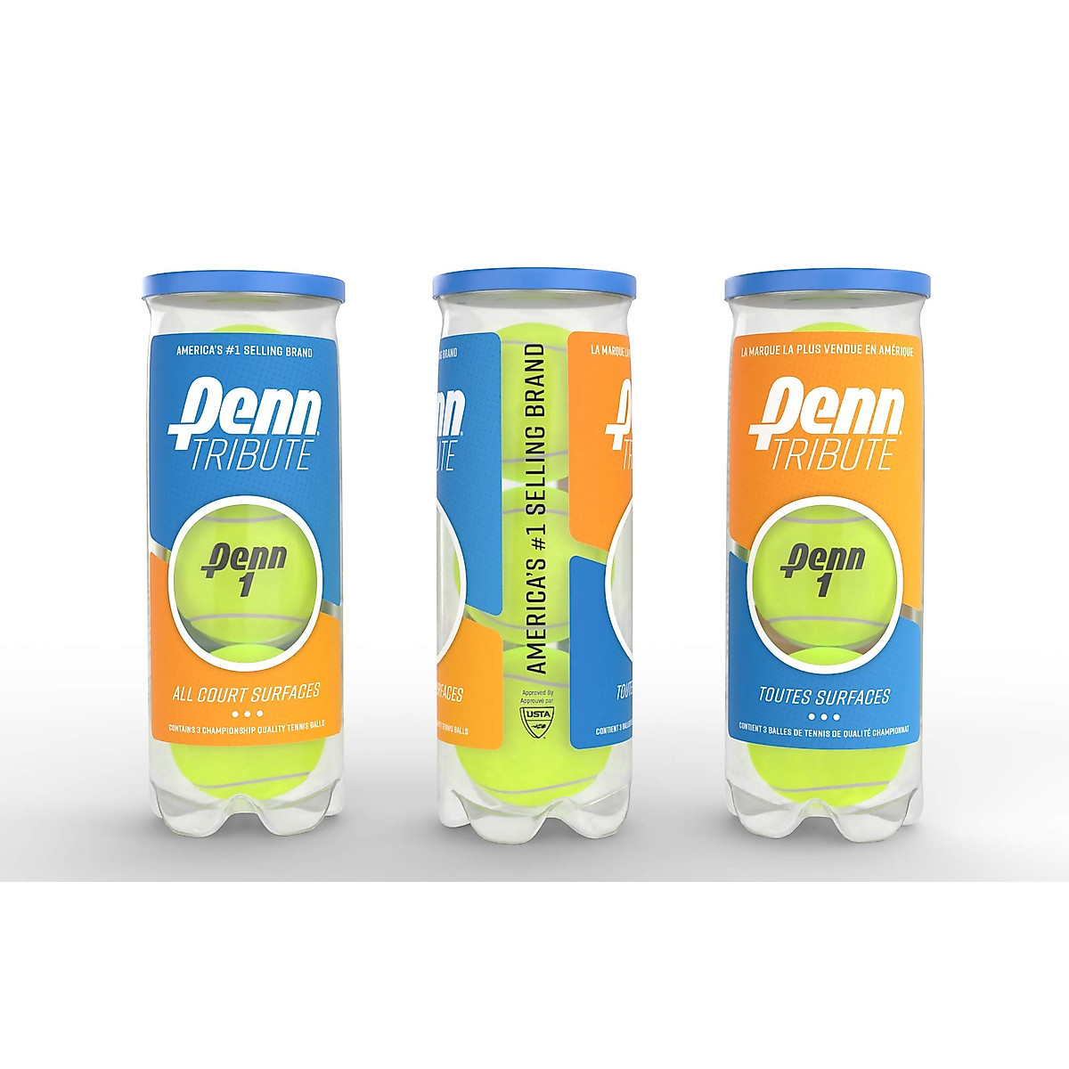 Penn Tribute All Courts Felt Pressurized Tennis Ball, 6 Cans, 18 Balls