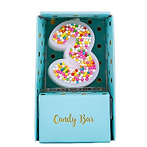 Sweety Colorful Candy Number Cake Topper Candle for Brithday Party Baby Shower and Wedding Party Supplies Favor (Three)