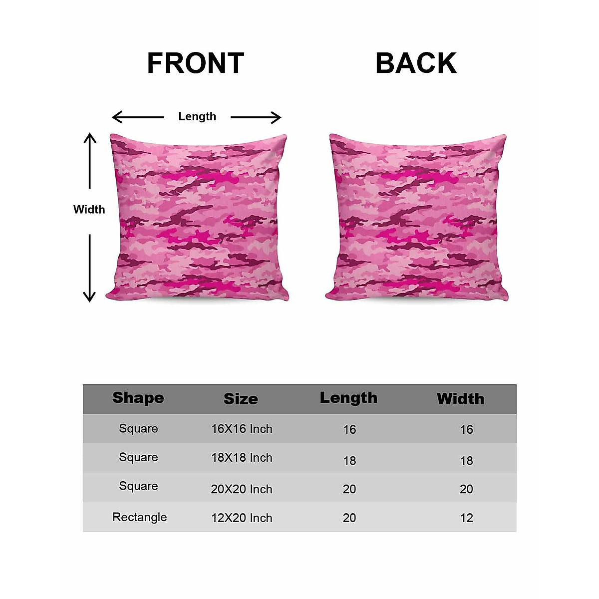 LUSWEET Cotton Throw Pillow Covers Reversible Set of 2, Camouflage Netting Camo Pink Soft Couch Pillow Covers for Sofa Bedroom Living Room 18 x 18 Inch Decorative Cushion Case Home Decor