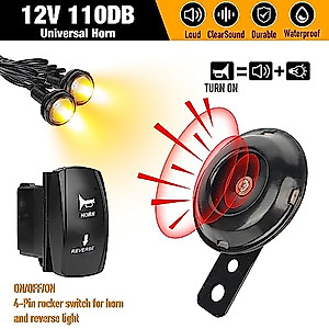 Loud UTV Horn Kit,RZR Horn Kit with Turn Signal Rocker Switch 12V for Polaris RZR Ranger, PRO XP, Can Am, Up to 2021+
