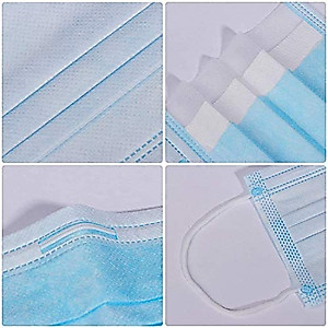 3PLY [Choose] 50Pcs | 500Pcs | 3000Pcs Disposable Face Masks 3 Ply Protective Safety Mask for Dust, Air Pollution with Elastic Earloop (Blue) (50)