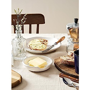 LE TAUCI Ceramic Spoon Rest with Holder, 4.8 Inches Spoon Holder for Stove Top, Coffee Spoon Rest, Housewarming Gifts for New House, House Warming Gifts, Set of 4, White