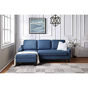 OSP Home Furnishings Lester Chaise Sleeper Sofas, Blue