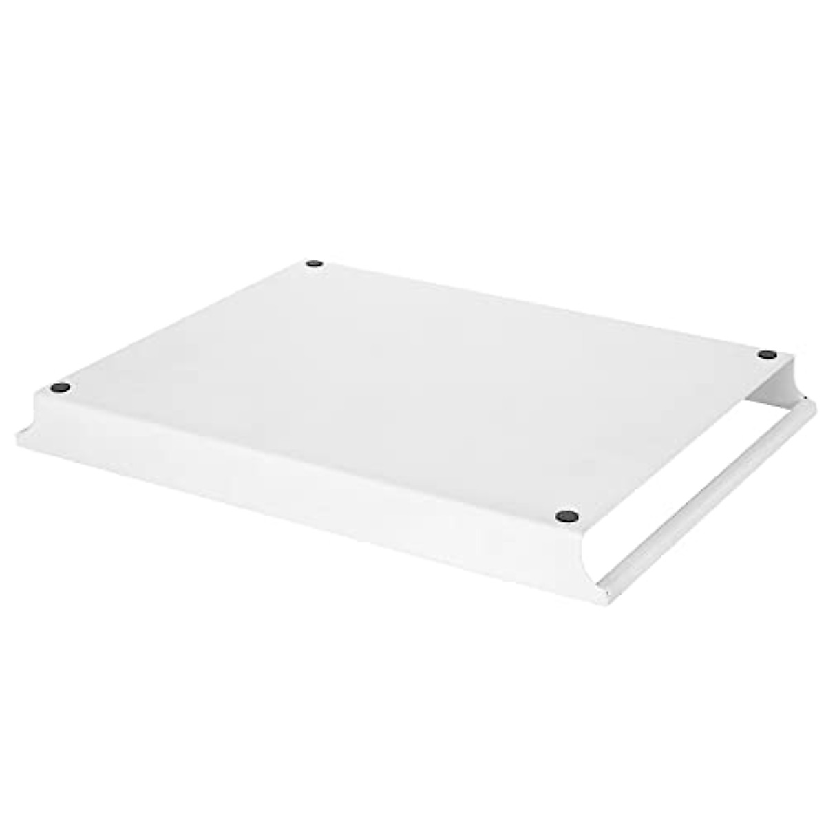MyGift Decorative Serving Tray, Modern Matte White Metal Rectangle Ottoman Coffee Table Tray with Sleek Rounded Cutout Side Handles