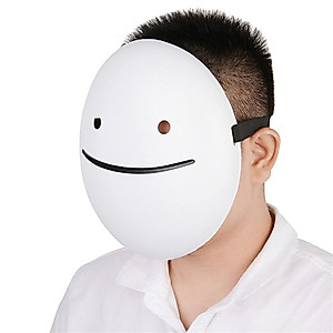 Unisex Halloween Dream Mask Anime White Smile Dream Masks Full Face Mask Helmet Cosplay Props Party Accessories, 9 inch