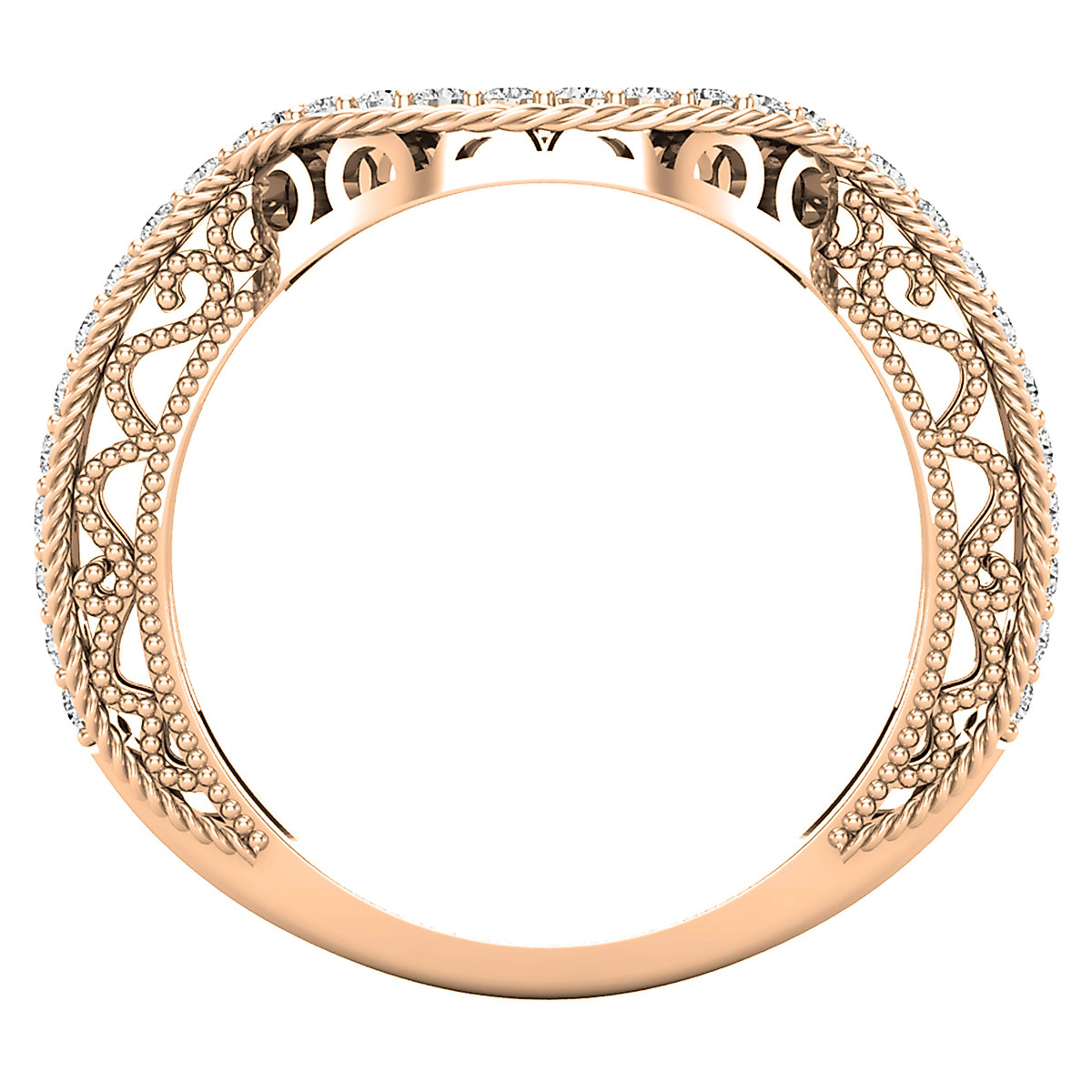 Dazzlingrock Collection 0.63 Carat (ctw) Round Cubic Zirconia Ladies Wedding Stackable Contour Guard Band, 18K Rose Gold, Size 7