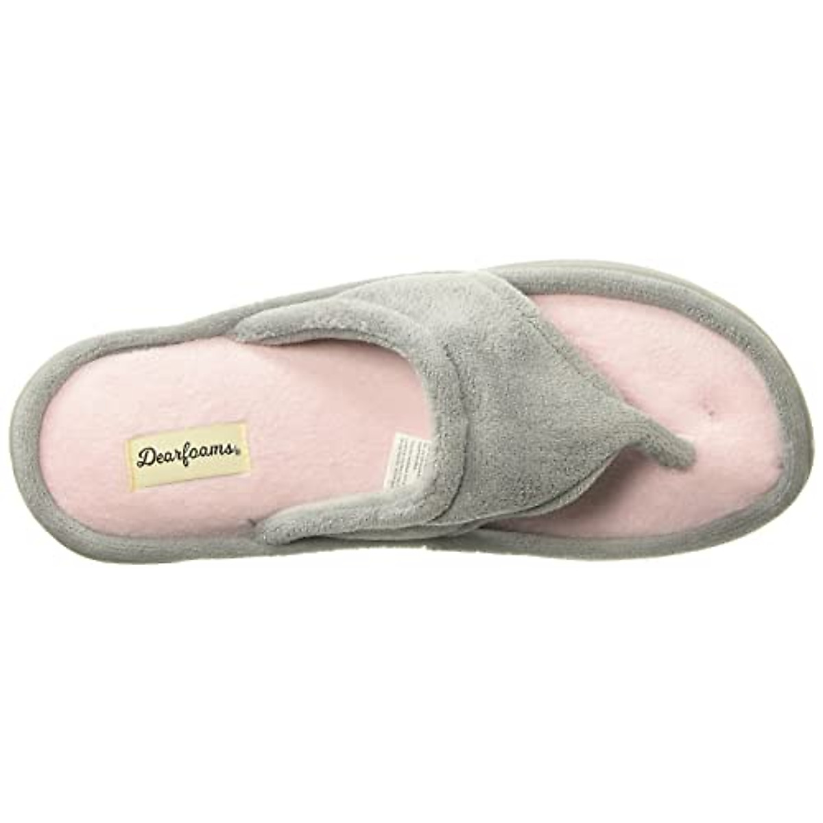 Dearfoams womens Melanie Colorblocked Microfiber Terry Thong Shoe Slipper, Sleet, Large US