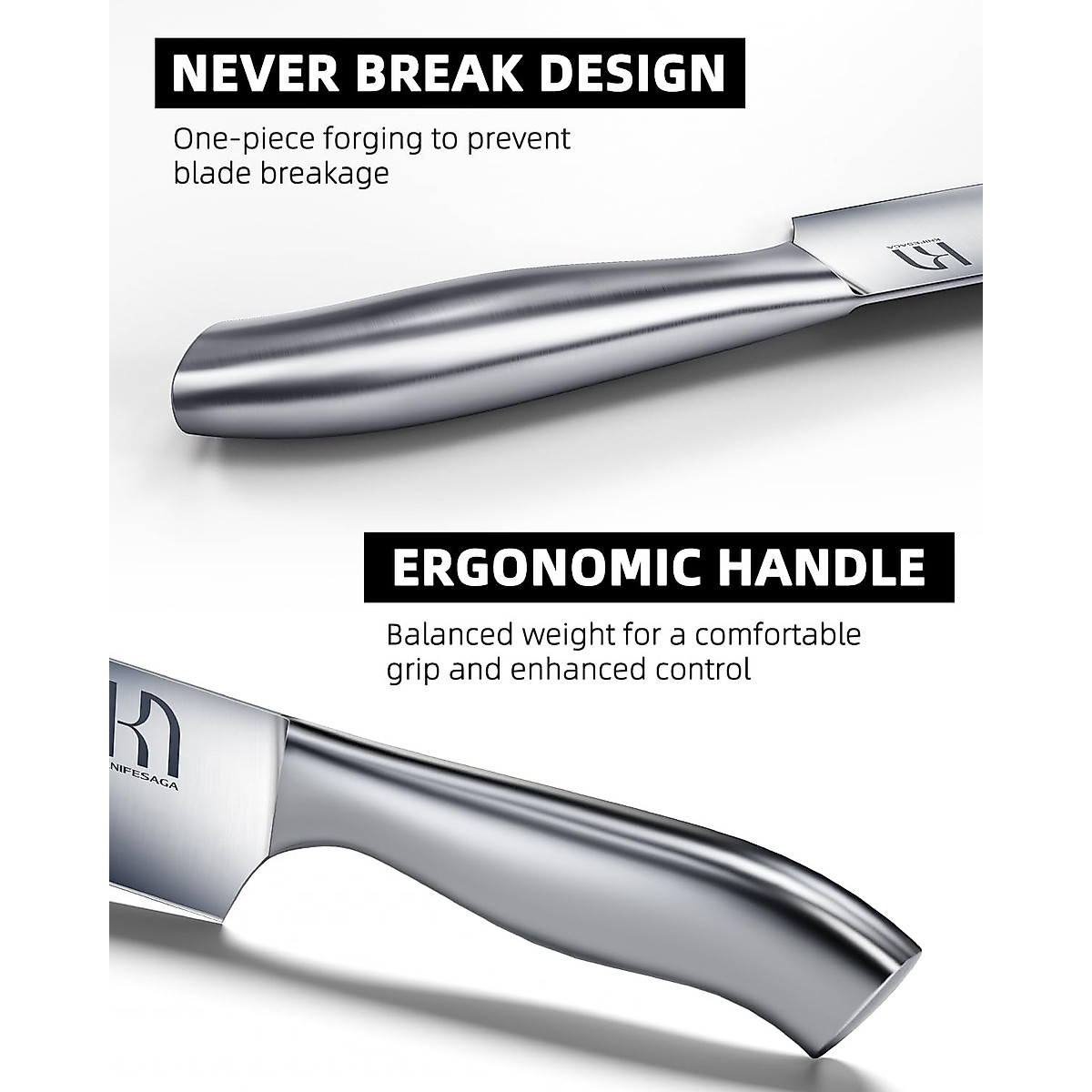 KnifeSaga Kitchen Knife Block Set, Enduring Sharpness Premium Knife Set with Block, 14 Pcs Japanese High Carbon Stainless Steel Knives Set for Kitchen, Chef Knife Set with Block and Built in Sharpener