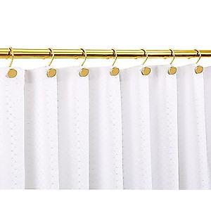 CHICTIE Gold Shower Curtain Hooks, Rustproof Shower Curtain Rings for Bathroom, Metal Shower Hooks for Shower Curtain Rod, Modern Decorative Shower Curtain Hangers Set of 12, Round Heavy Duty Design