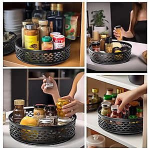 2 Pack Lazy Susan Turntable for Cabinet Table, 10" & 9" Metal Steel Turntable Organizer with Non-Slip Pad, Perfect for Spices, Vanity, Fridge, Countertop, Pantry