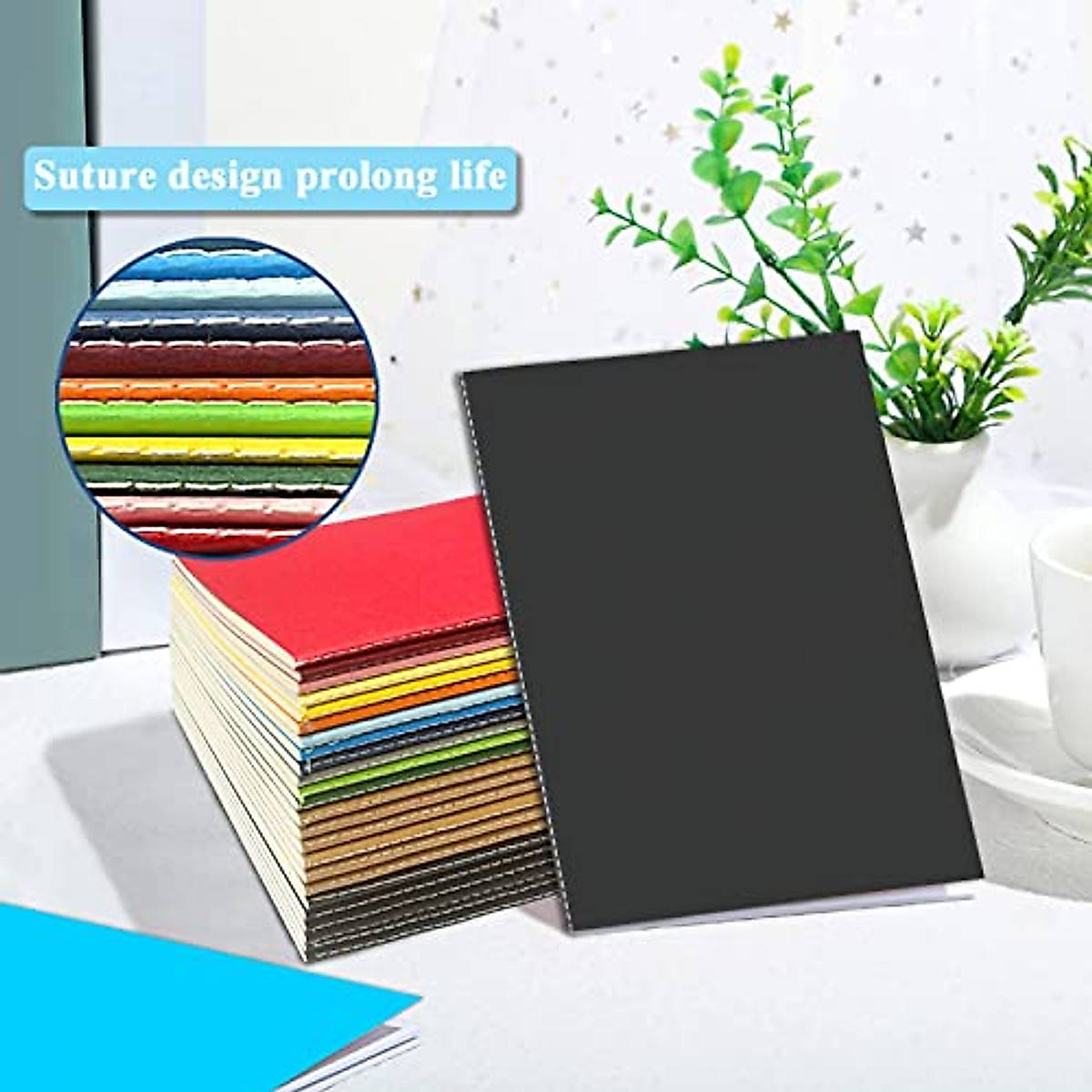 DWIYITTN 24 Pack Blank Journals Bulk, A5 Unlined Notebook with 80 gsm Thick Paper, 8.3x5.5 Inch, 60 Pages Each for Kids, Students, Gifts and Office