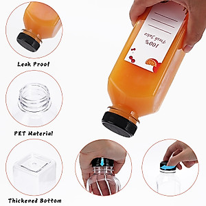 OBKJJ Plastic Juice Bottles 150 pcs 16 oz Empty Plastic Water Bottles with Caps Reusable Clear Beverage Containers for Drinking, Juicing, Smoothie, Water with 2 Brushes, 2 Funnels (16-OZ)