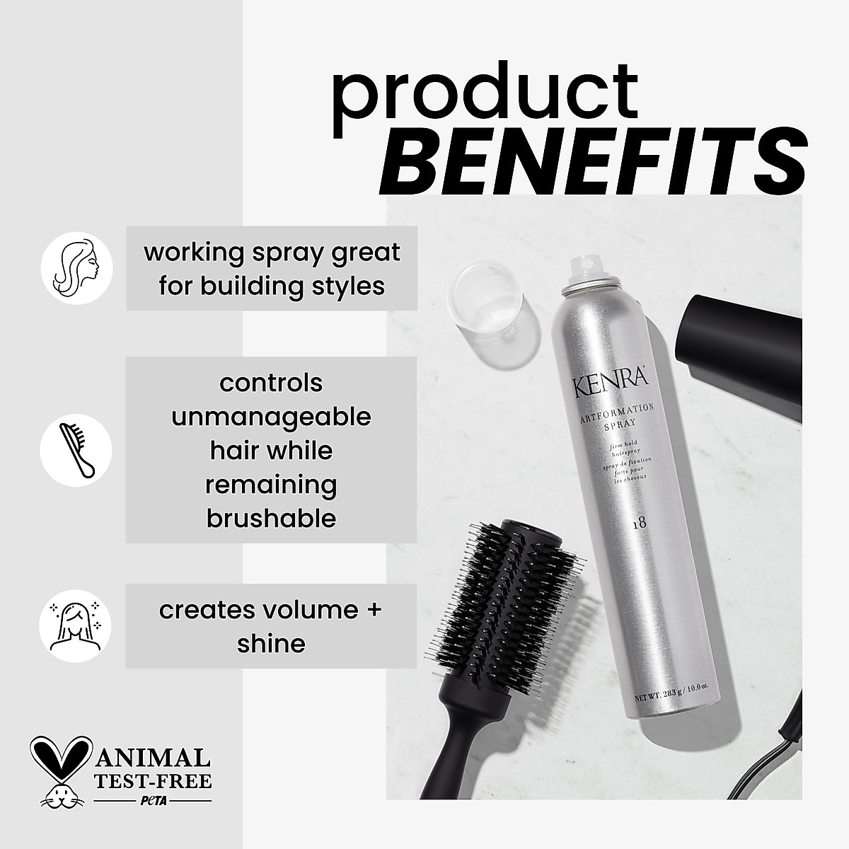 Kenra Artformation Spray 18 80% | Firm Hold Hairspray | Volume & Styling Control | Fast-dying Formula| All Hair Types | 10 oz