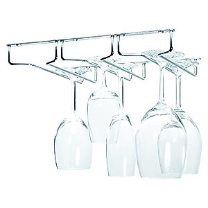Oenophilia Under Cabinet Stemware Rack, Wine Glass Holder Under Cabinet Kitchen, Chrome Finish, Holds 6-9 Glasses Depending on Style