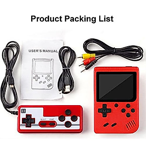 Handheld Game Console with 400 FC Games-Retro Game Console- Portable Video Game Console, Support for Connecting TV & Two Players, 1020mAh Rechargeable Battery. (RED)