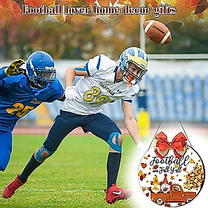 Fall Y'all Front Door Sign Fall Football Wreaths Autumn Gnome Maple Leaves Hanger Sign Decorative Sign for Outside Thanksgiving Harvest Farmhouse Seasonal Holiday Yard Decor