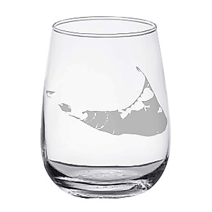 Nantucket Map - Stemless Wine Glasses Set of 2