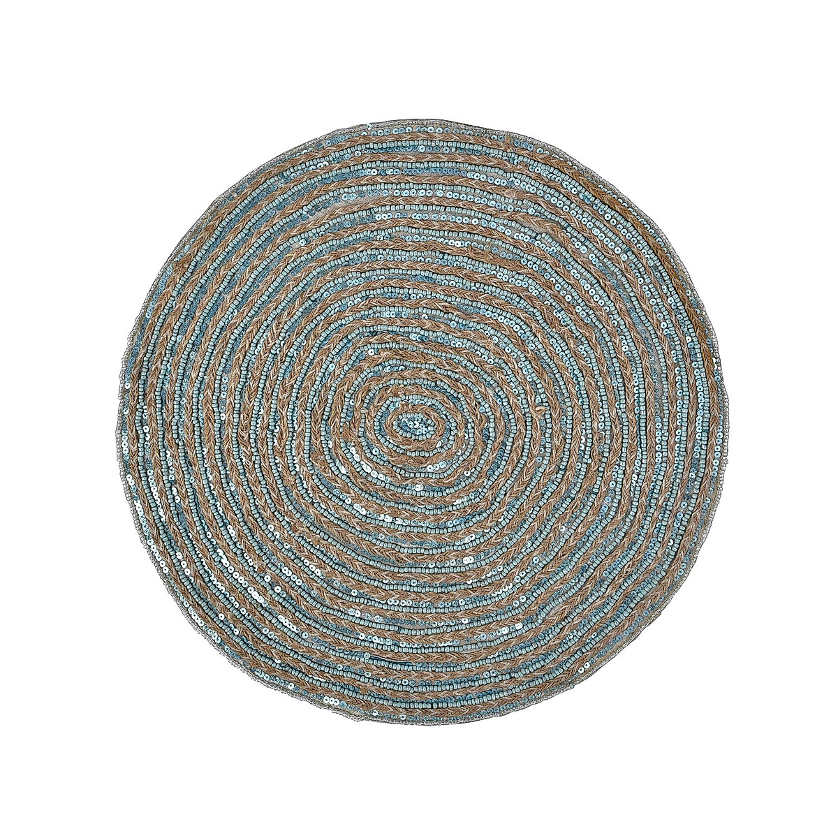 Trunkin USA jute-embroidered-placemat-br-color-teal-natural-br-size-15-round-br-set-of-4