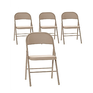 Cosco All Steel Folding Chair, 4 Pack, Antique Linen