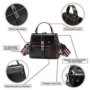 Small Crossbody Bags for Women, Leather Crossbody Bags for Women Trendy Women's Travel Bag with Replacement Shoulder Strap (Black)