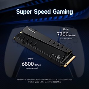fanxiang S770 1TB NVMe M.2 SSD for PS5 - with Heatsink and DRAM, Up to 7300MB/s, PCIe 4.0, Suitable for Playstation 5 Memory Expansion, Game Enthusiasts, IT Professionals