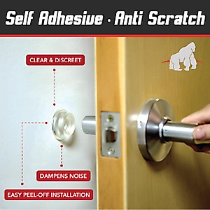 Door Stopper Wall Protector [4 Pack] - Clear Self Adhesive Rubber Door Bumpers. Prevent Damage to Walls from Door Knobs Handles - Door Stop