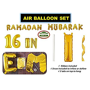 16inch Rose Gold Eid MUBARAK Foil Balloons Party Decoration Supplies Ramadan Decoration Gold EID Balloons For Muslim EID Ballon (RAMADAN Gold)