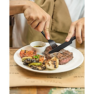 Black Hammered Silverware Set,40-Piece Stainless Steel Heavy Duty Flatware Set for 8,Food-Grade Tableware Cutlery Set, Mirror Utensil Sets for Home Restaurant